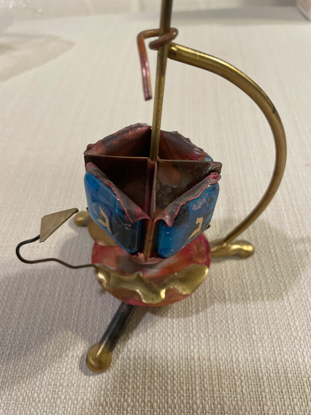 GARY ROSENTHAL JUDAICA DREIDEL METAL AND GLASS ENAMEL SCULPTURE RSV ...