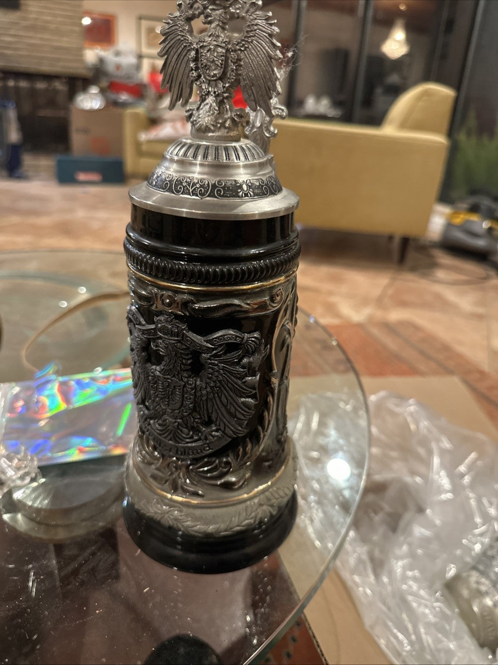 ZOLLER & BORN BEER STEIN IMPERIAL GERMAN EAGLE RARE DEUTSCHLAND 11.5 ...