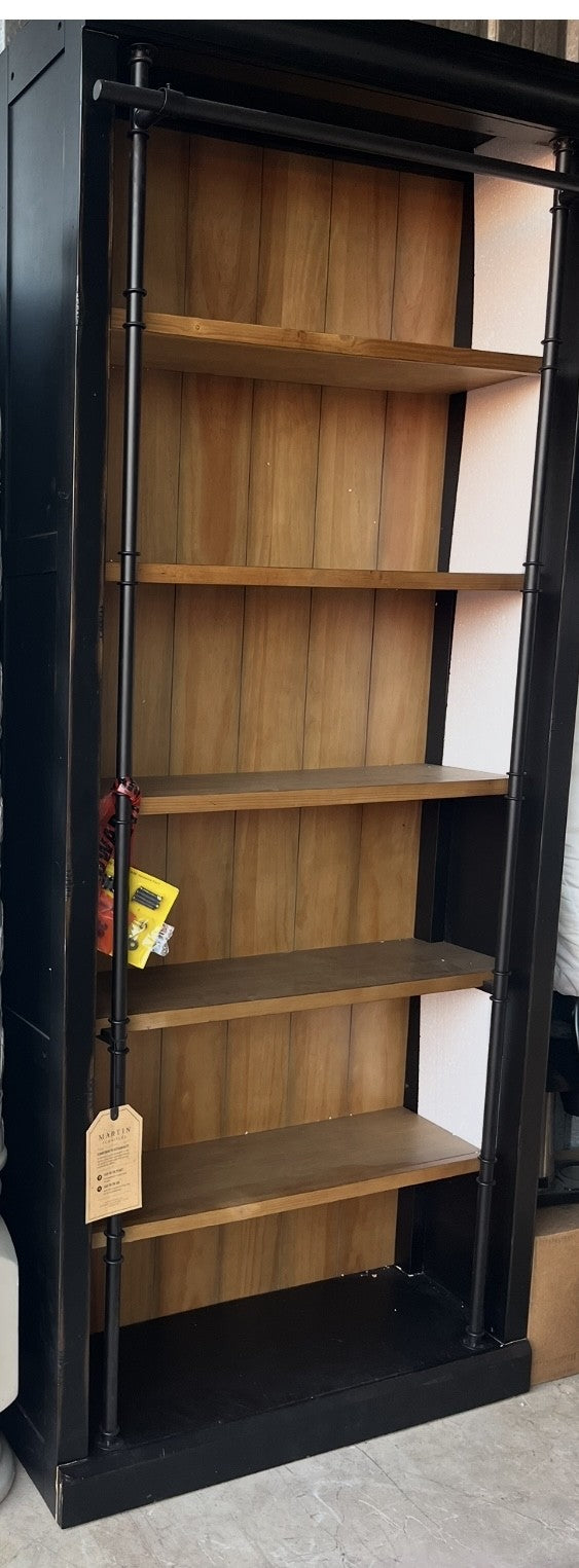 NEW Tall Black and Natural Wood Library Bookcase by Martin Furniture R ...