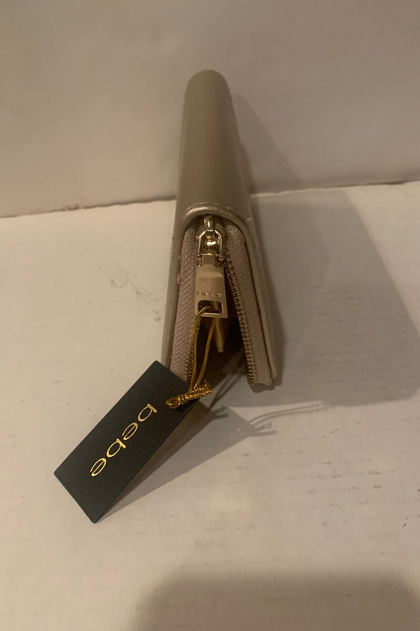 BEBE gold zipper wallet MTS – Bliss Marketplace