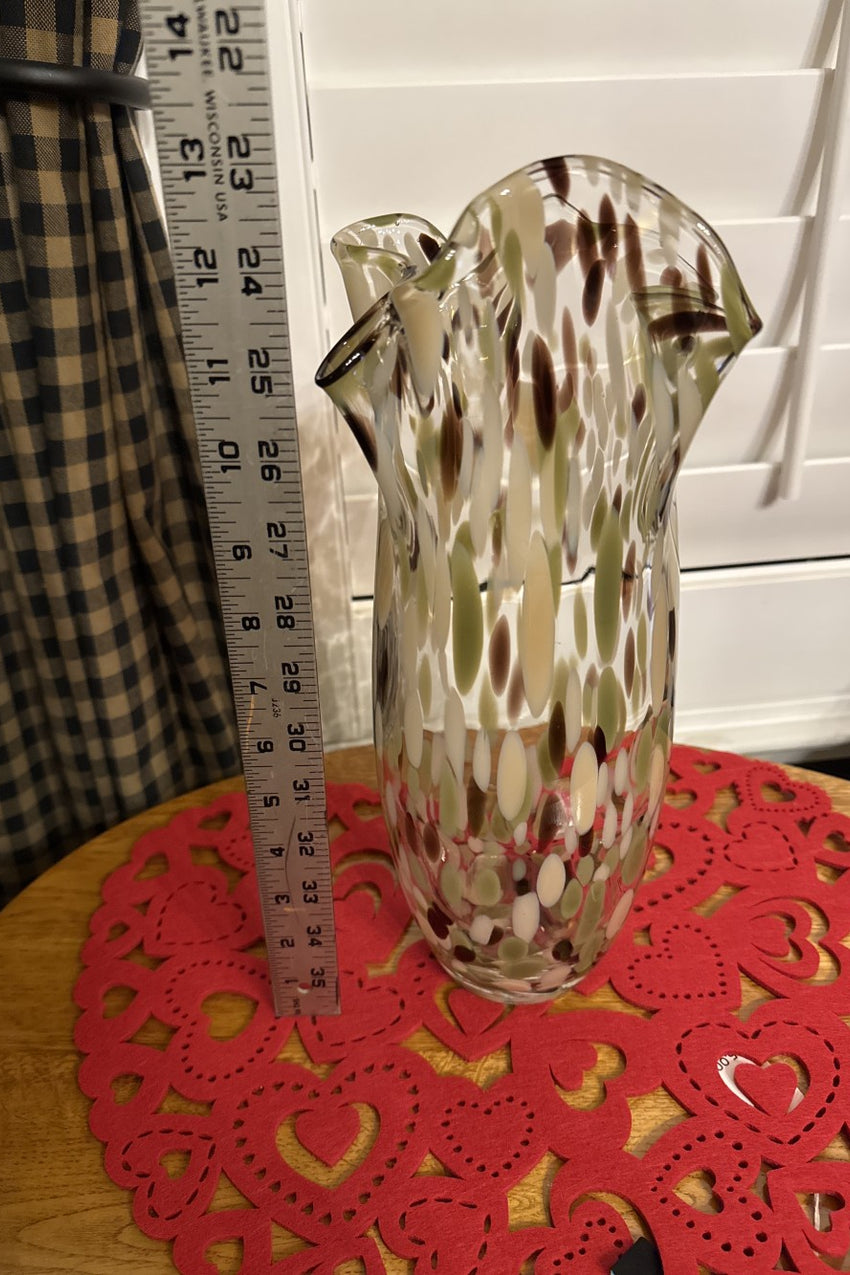 Vintage Handblown Glass Vase multi colored with Ruffled Top - RCD ...