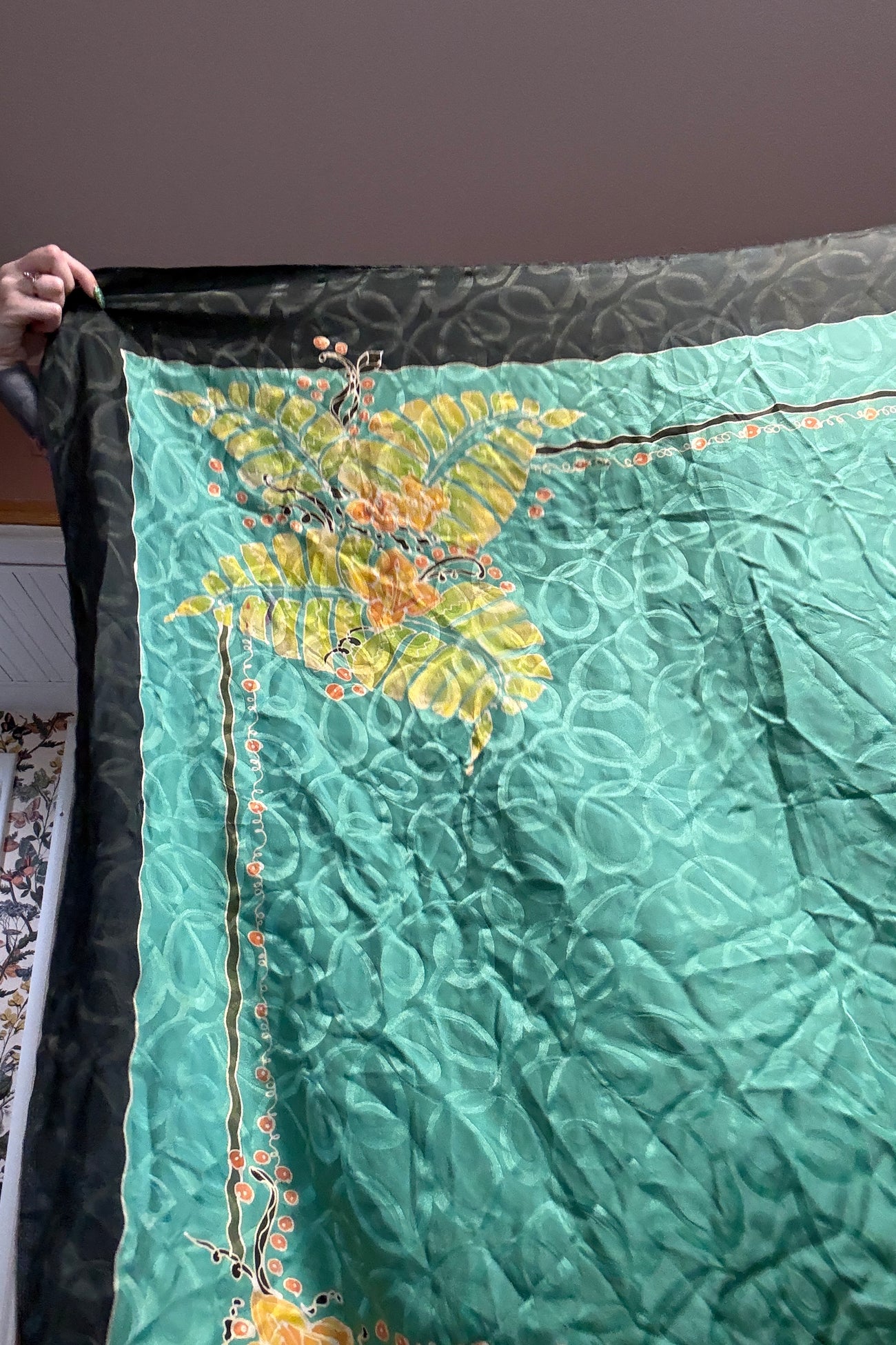 Large Green and Black Palm Leaf Handkerchief Scarf – Bliss Marketplace