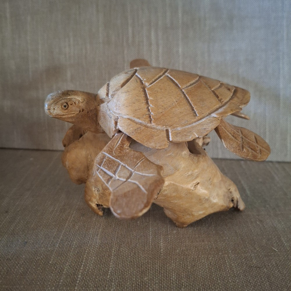 Hand Carved Wooden Turtle Sculpture – Bliss Marketplace
