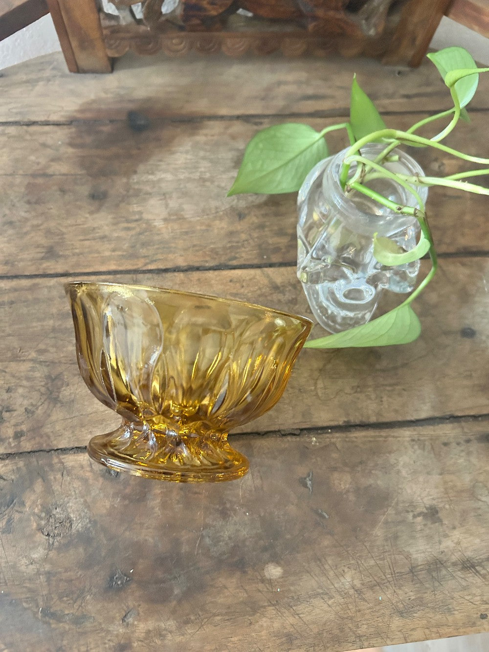 10H Vintage Amber footed bowl MTS – Bliss Marketplace