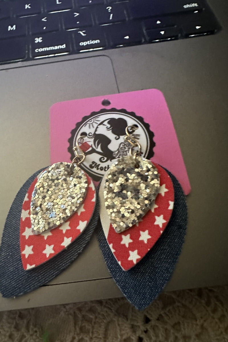 Red, White and Blue sparkle earrings #62 VV MTS – Bliss Marketplace