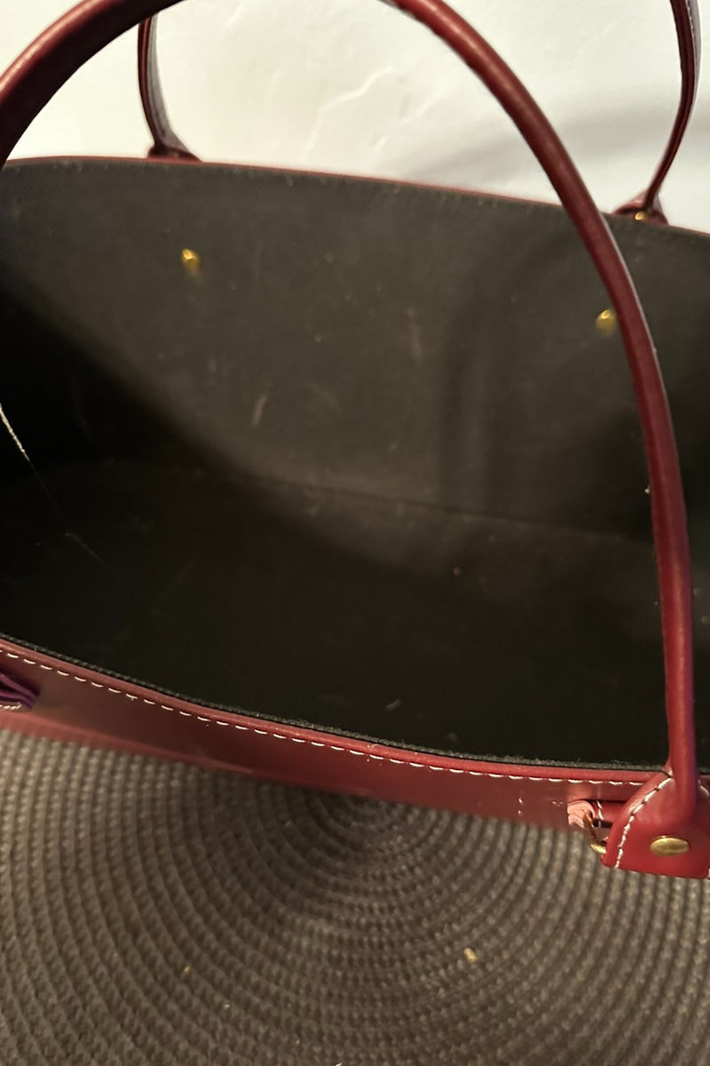 Basket Red Leather Open w/handles MTS – Bliss Marketplace